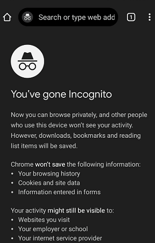 Private access and incognito mode on Android in 2024